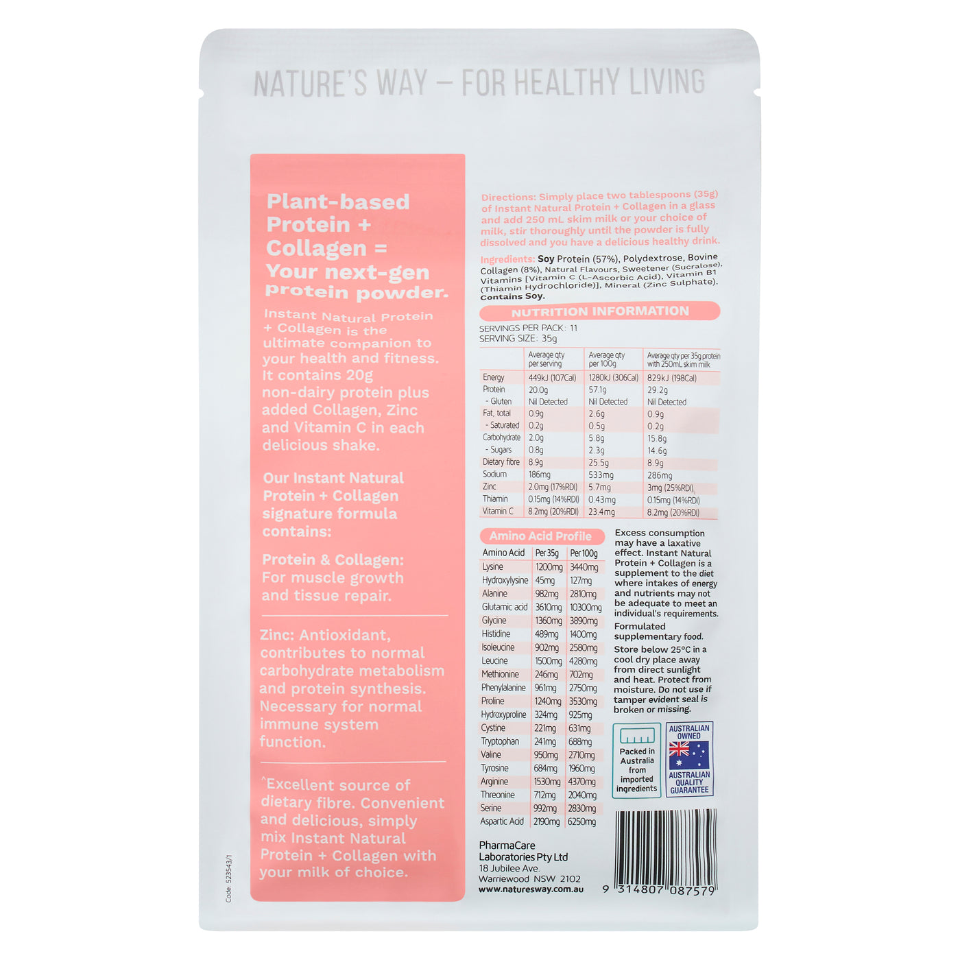 Nature's Way Instant Natural Protein + Collagen 400g — Giant Chemist ...