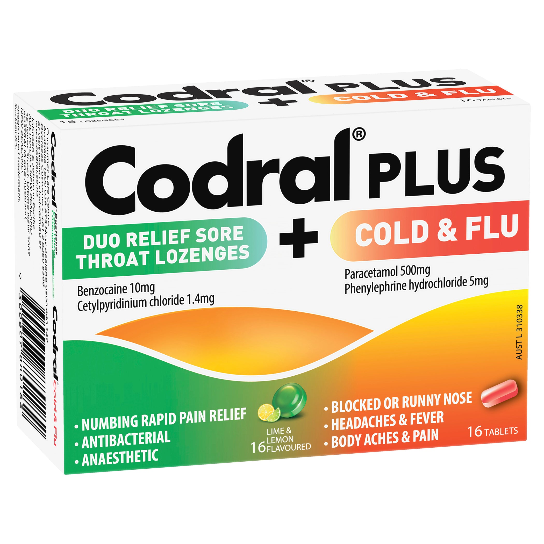 Codral Plus Sore Throat Lozenges Plus Cold & Flu Decongestant Tablets ...