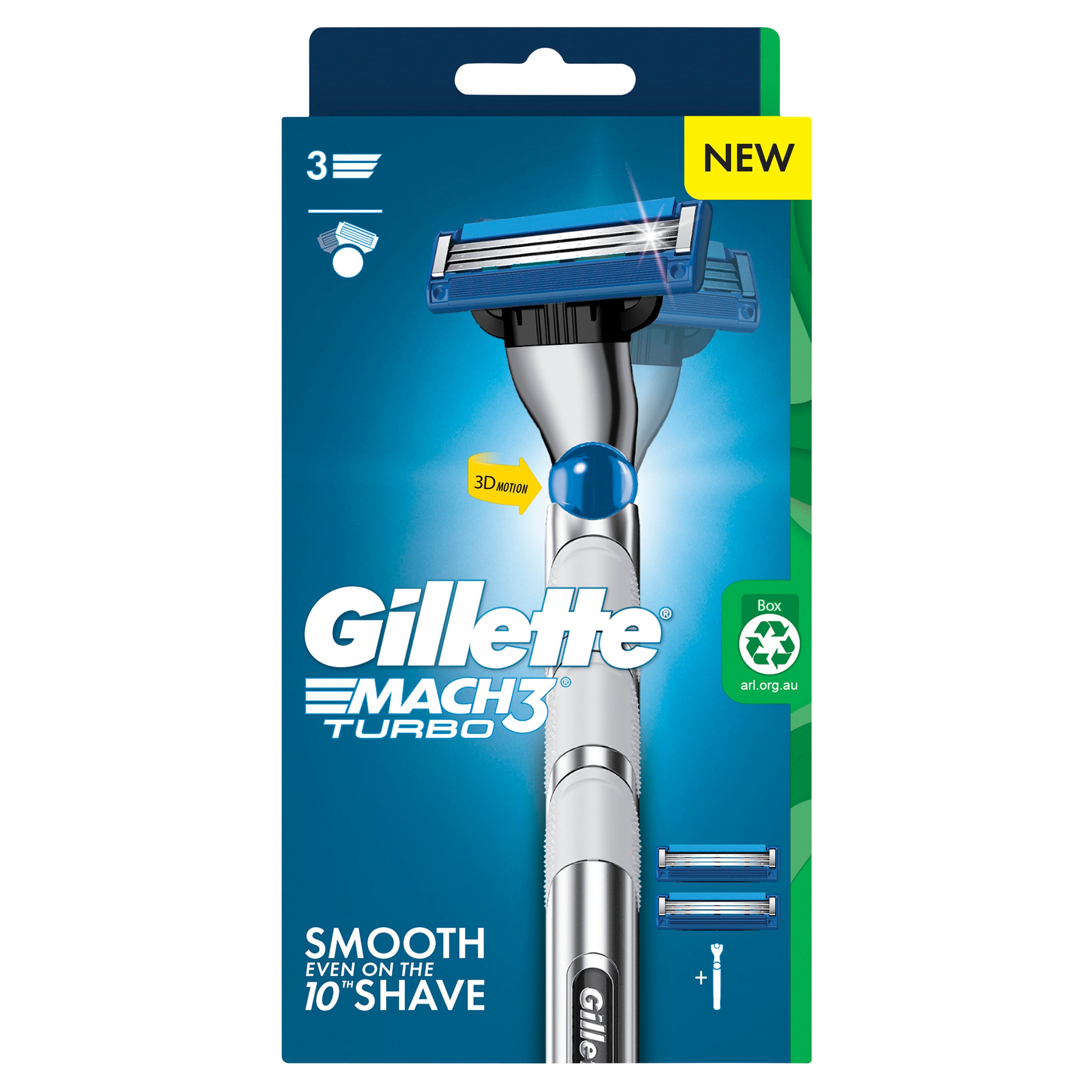 Gillette Mach 3 Turbo 3D Manual Razor and 2 Blades — Giant Chemist ...