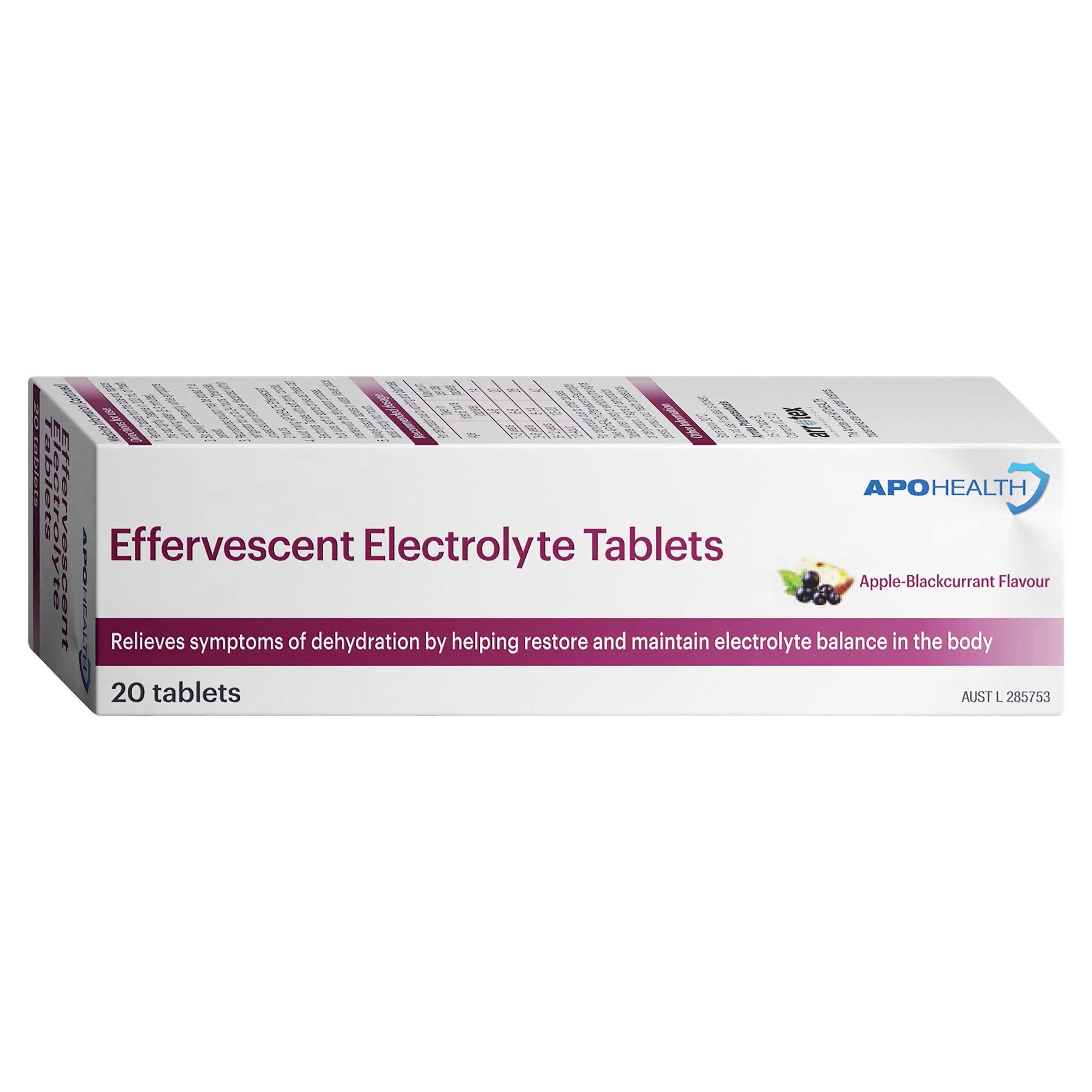 APO Electrolyte Effervescent Apple Blackcurrant 20 Tablets — Giant Chemist Harbour Town