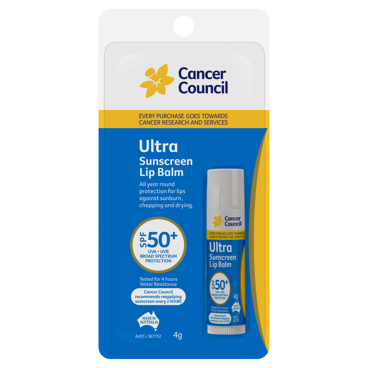 Cancer Council Lip Balm Ultra SPF50+ 4g — Giant Chemist Harbour Town