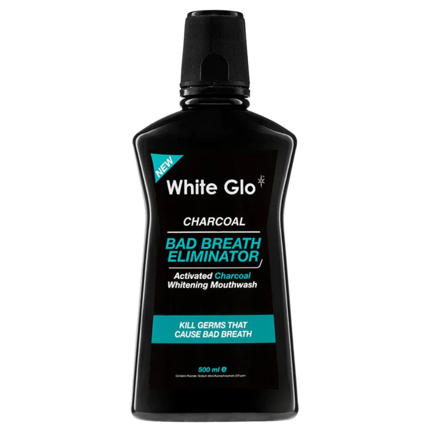 White Glo Charcoal Mouthwash Bad Breath Eliminator 500ml — Giant Chemist Harbour Town